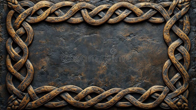 Celtic Knot Frame, Symmetrical Celtic Knot Texture on a Dark Aged ...