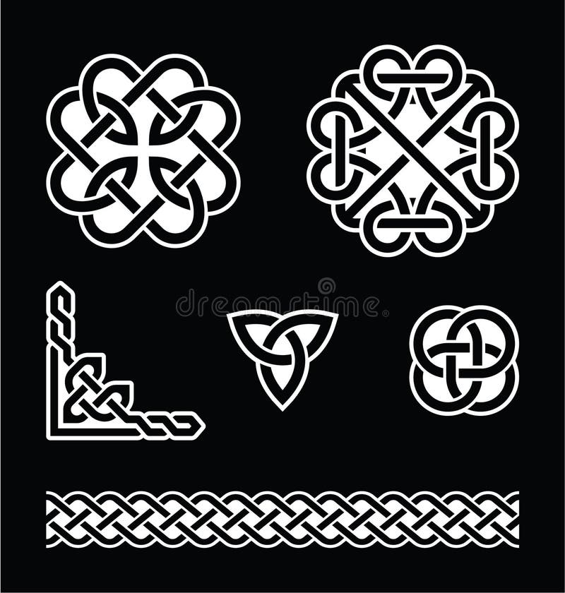 Celtic Knots Patterns on Black Background - Vector Stock Vector ...
