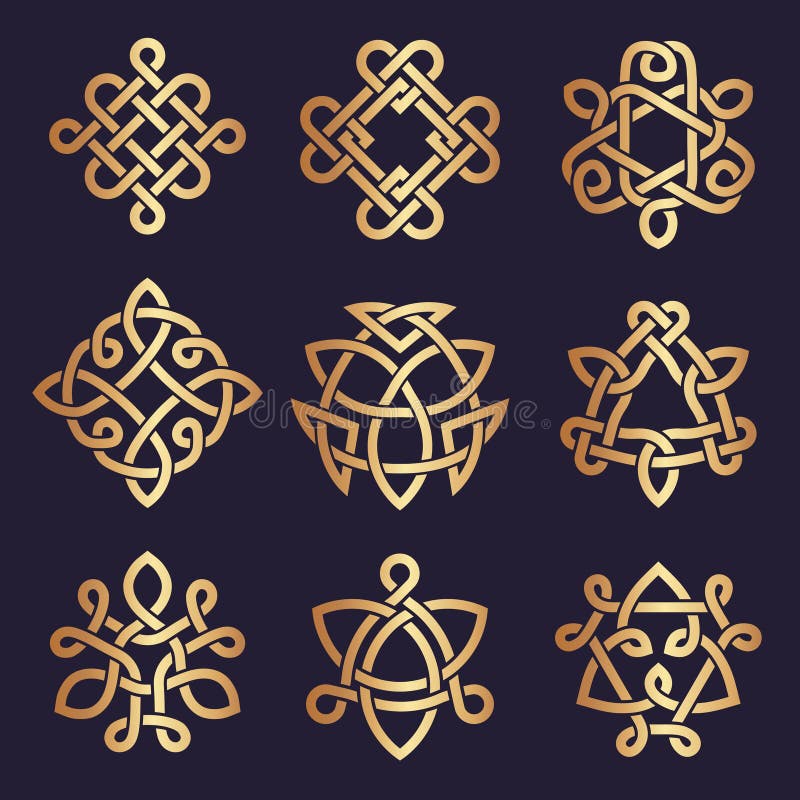 Celtic Knots. Stylized Triangle Symbols Ancient Irish Tattoo ...