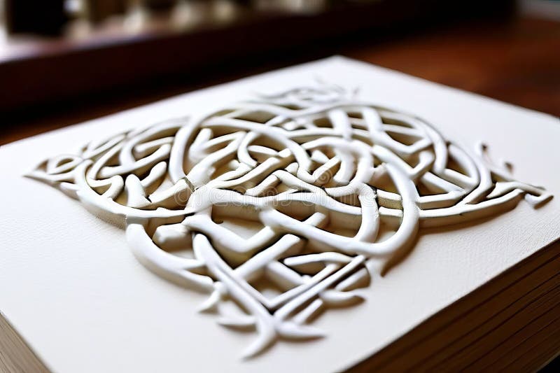 Celtic Knots White Paper with Torn Edges Adorned with Intricate Stock ...