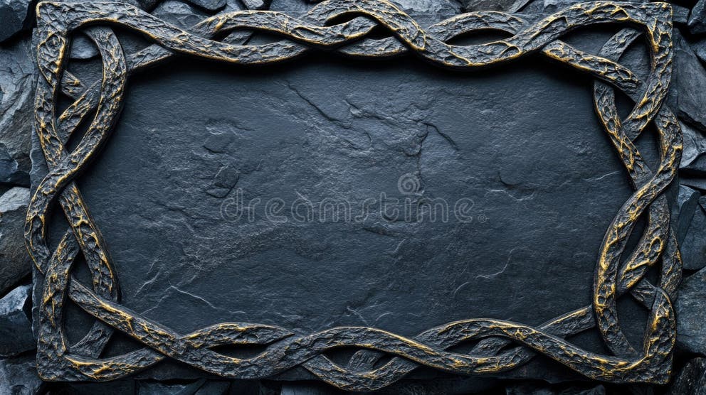 Celtic Knotwork Art, Intricate Celtic Knotwork on Dark Stone Surface ...