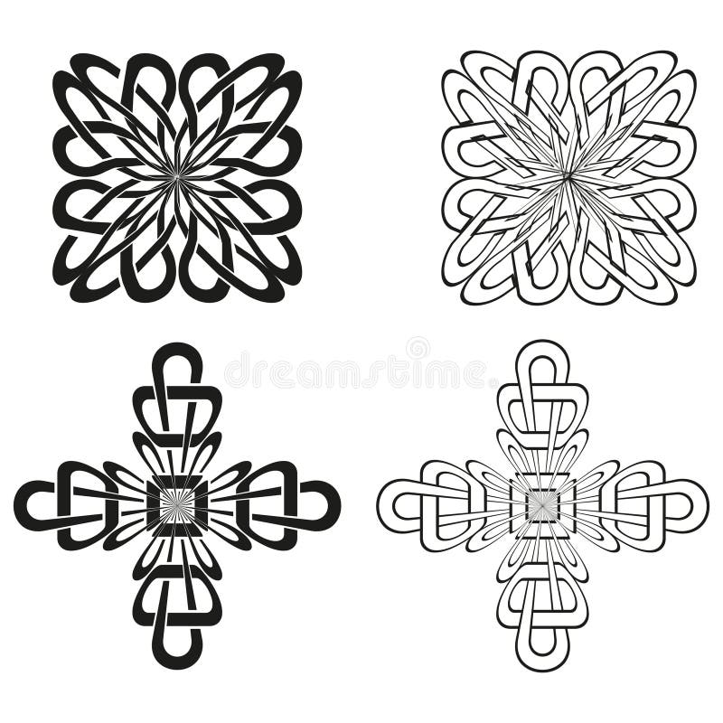 Celtic Pattern Illustration. Black White Loops. Interwoven Knot Design ...