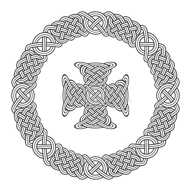 Celtic Patterns. Cross and Round Frame Stock Vector - Illustration of ...