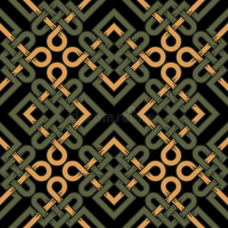 Celtic Seamless Pattern. Colorful Ornamental Celtic Knots Vector ...