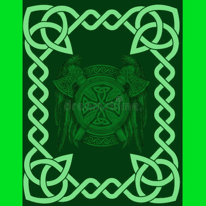 Celtic shield an axe stock illustration. Illustration of celtic - 242746773