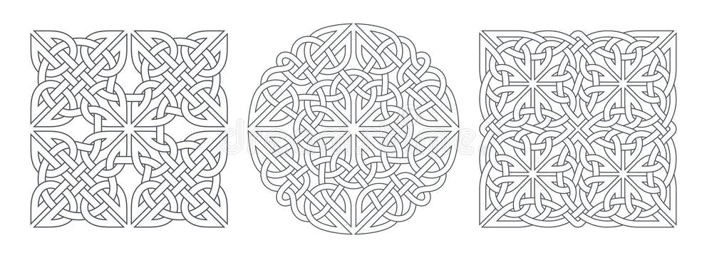 Celtic Square and Circular Knots. Geometric Decorative Ornament Design ...