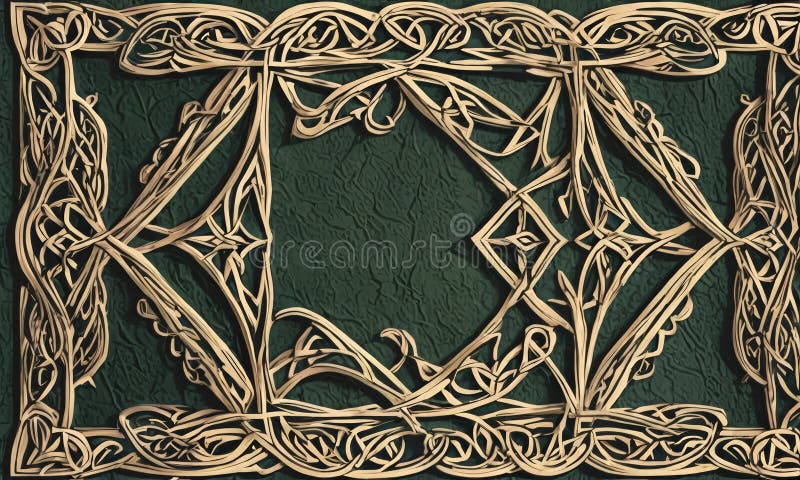 Celtic Style Frame with Pattern Leaves and Vines Stock Illustration ...