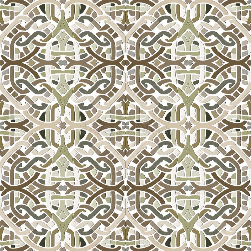 Celtic Style Knotted Intricate Lines and Shapes Vector Seamless Pattern ...