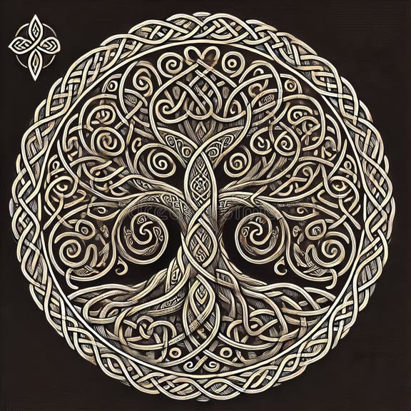 Celtic Tree Detailed Tree of Life with Intertwining Branches and Stock ...