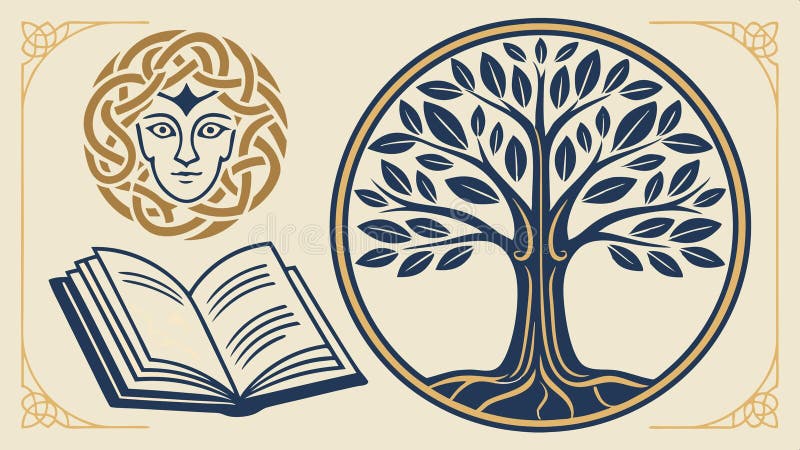Celtic Tree of Life with Book and Knot, Symbolizing Wisdom and Heritage ...