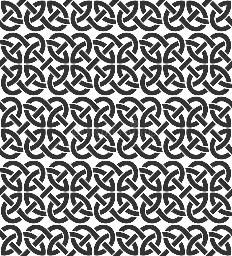 Celtic Weaving Interlaced Black Lines Seamless Pattern Stock Vector ...