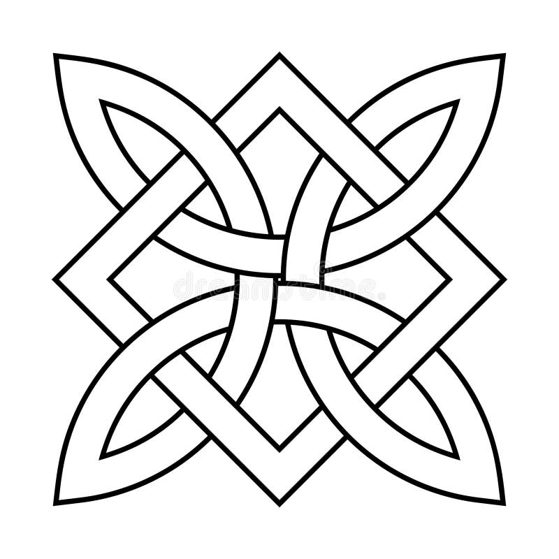 Celtic Quad Knot with Interlaced Square, Medieval Celtic Pattern Stock ...