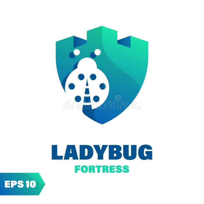 Dual Mining Shield and Stronghold Negative Space Ladybug . Stock ...