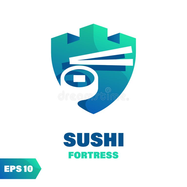 Dual Mining Shield and Fortress Negative Space Sushi. Stock ...