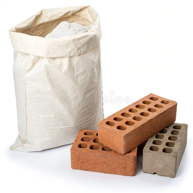 Cement Bag with Bricks Isolated on Transparent Background Stock ...