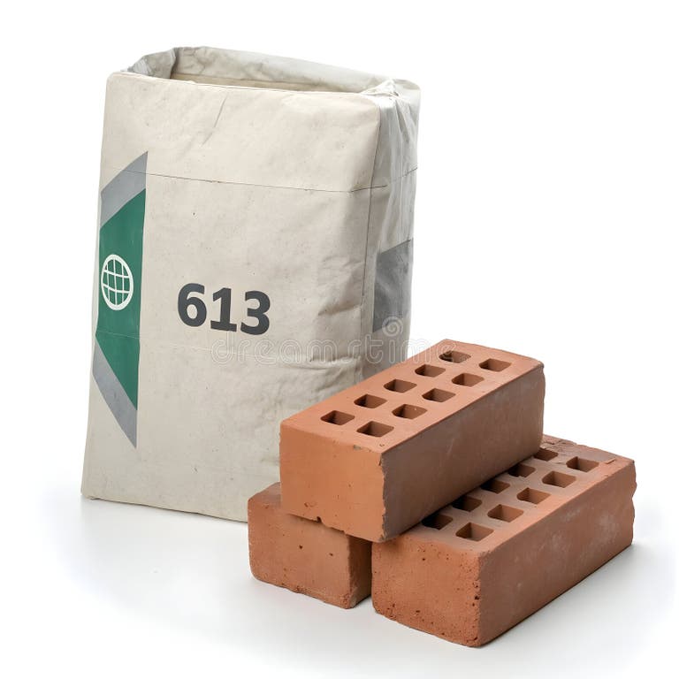 Cement Bag with Bricks stock illustration. Illustration of isolated ...