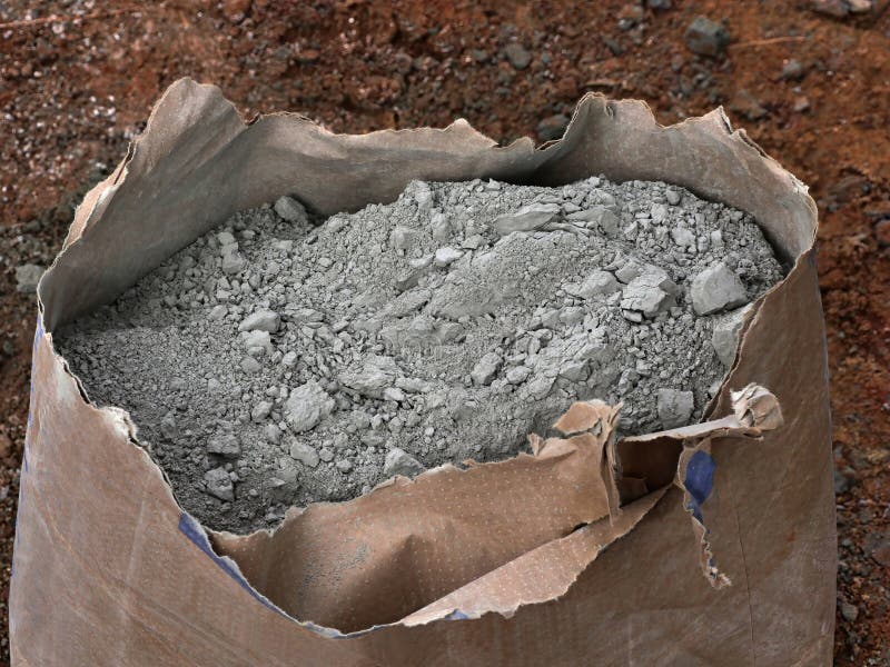 Cement Bag Cut Open from Paper Stock Image - Image of outdoors, paper ...