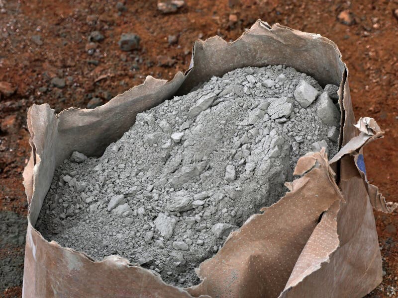 Cement Bag Cut Open from Paper Stock Photo - Image of earth, issues ...