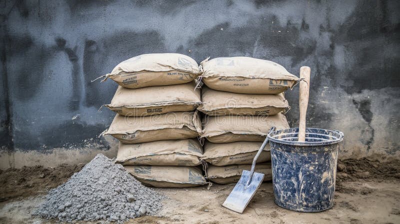Cement Bag Stacking Process Construction Site Material Arrangement ...