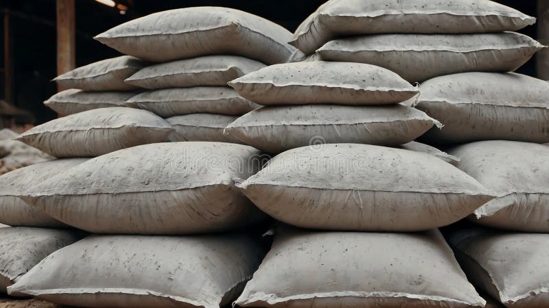 Cement Bags are the Main Component of Building Mixtures, Symbolizing ...