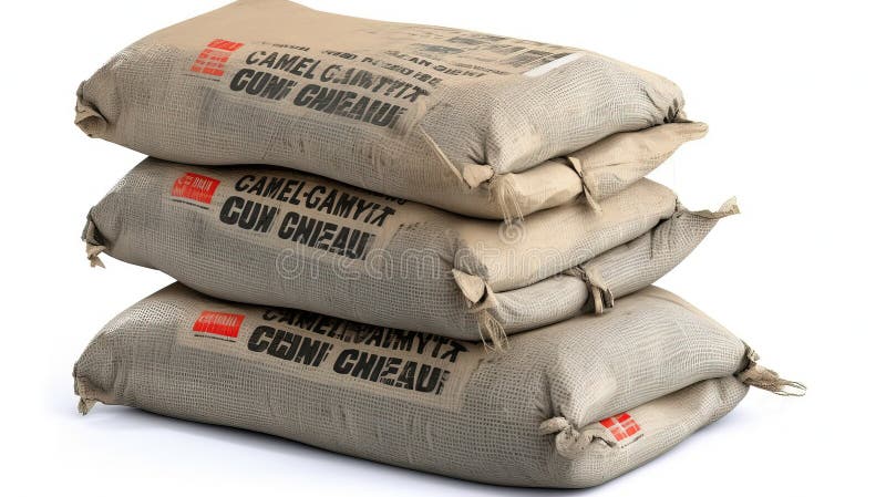 Cement Bags O Sacks Isolated on White. Generative Ai Stock Illustration ...