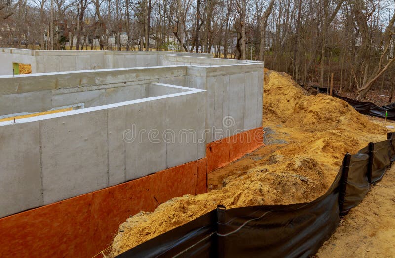 The Cement Basement Foundation of a New Housing Development Stock Image ...