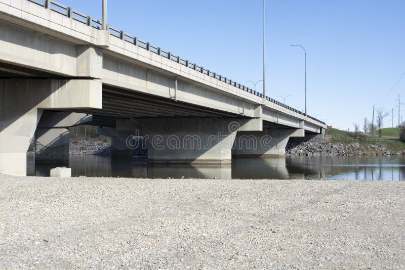 Cement Block Barriers at River Park - Overpass Stock Image - Image of ...