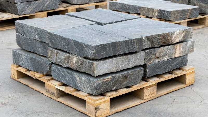 Cement Blocks Organized on Pallets within a Warehouse for Easy Access ...