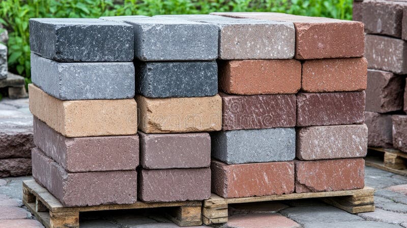 Cement Blocks Organized on Pallets within a Warehouse for Easy Access ...