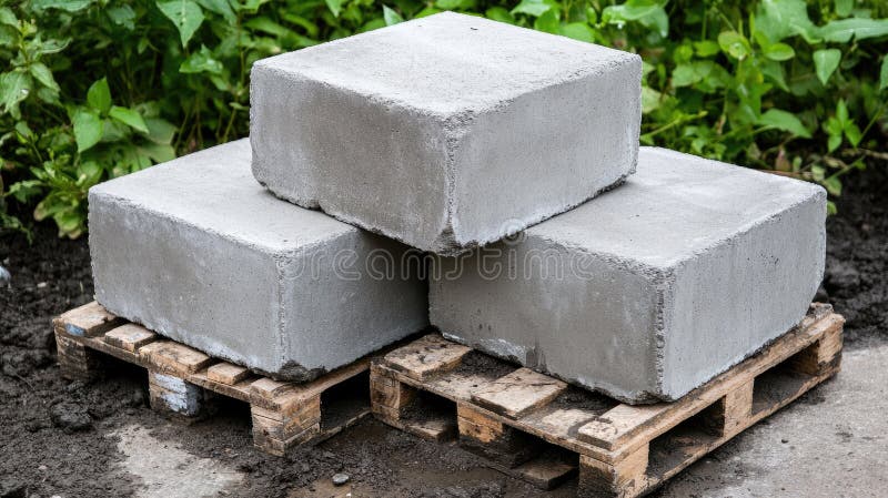 Cement Blocks Organized on Pallets within a Warehouse for Easy Access ...