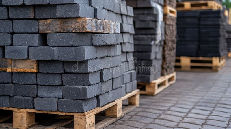 Cement Blocks Organized on Pallets within a Warehouse for Easy Access ...