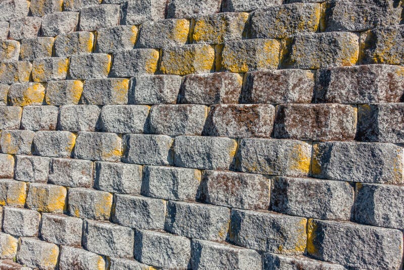 Cement Blocks Forming Pattern on Retaining Wall Stock Image - Image of ...