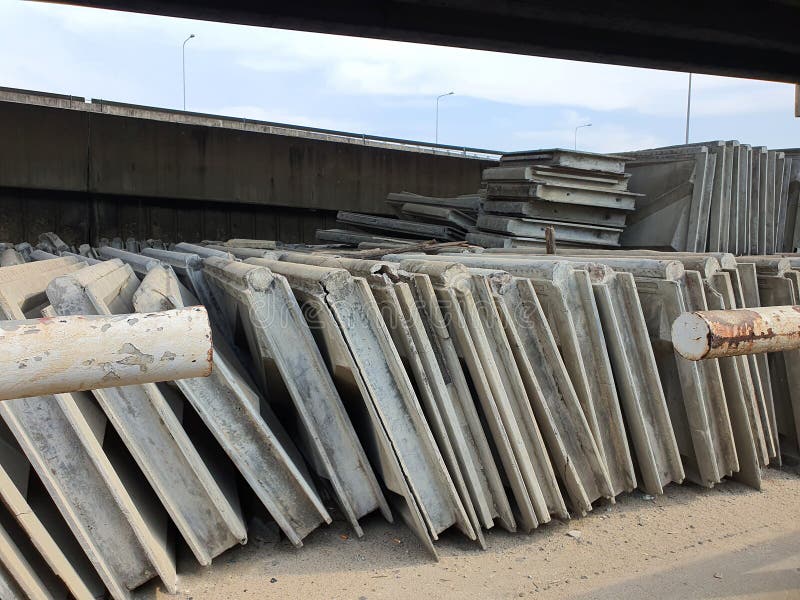 Cement Board for Expressway Edge Blocks Stored after Use. Stock Image ...