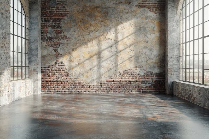 A Cement and Brick Counter Bar Featuring a Product Display Shelf. Stock ...