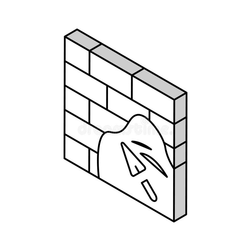 Cement on Brick Wall Isometric Icon Vector Illustration Stock Vector ...