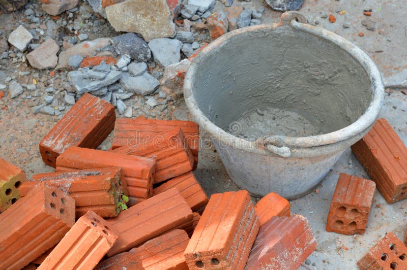 Cement bucket stock photo. Image of tool, handicraft - 91759226