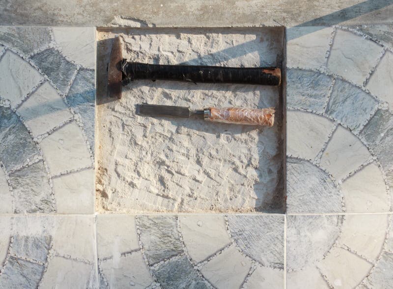 Cement Concret Texture Unsmooth with Chisel and Broom Hammer Stock ...