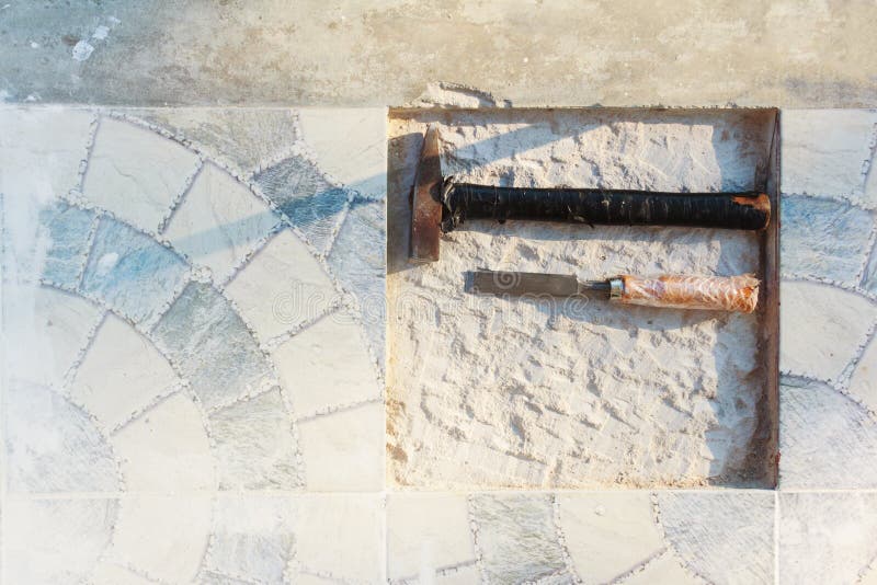 Cement Concret Texture Unsmooth with Chisel and Broom Hammer Stock ...