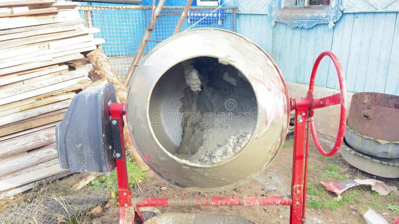 Cement Concrete Mixer Working on Kneading Construction Mortar ...