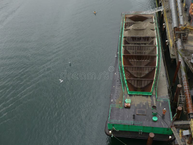 Cement Container Marina Aerial Shot Stock Image - Image of load, boat ...