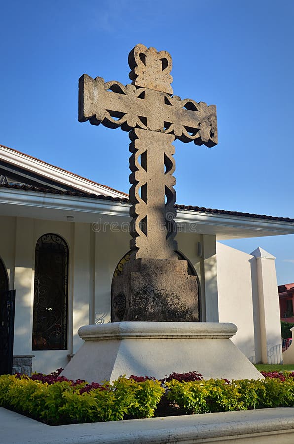 Cement Crucifix Outside Garden Stock Image - Image of creationism ...
