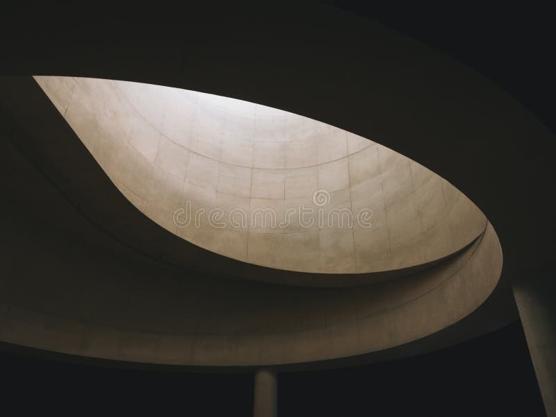 Cement Curve Modern Building Hall Space with Lighting Architecture ...