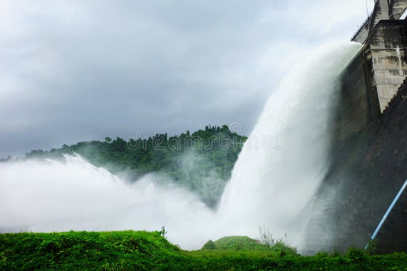 Cement Dam Release Water from Spring - Way Stock Image - Image of green ...