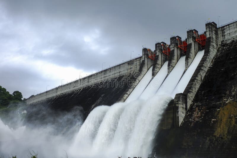Cement Dam Release Water Overflow in Thailand Stock Photo - Image of ...