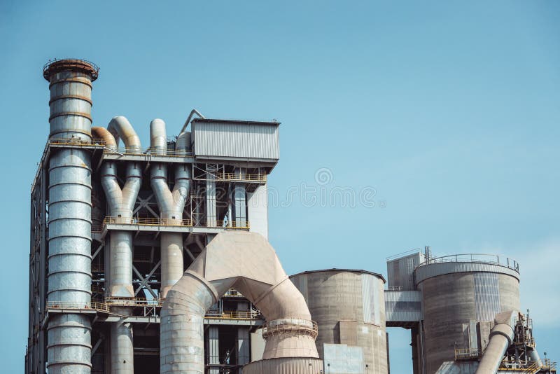 Cement Factory Machinery on a Clear Blue Sky Stock Image - Image of ...