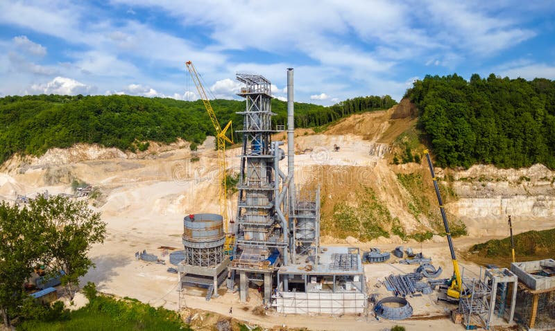 Cement Factory at Open Pit Mining of Construction Sand Stone Materials ...