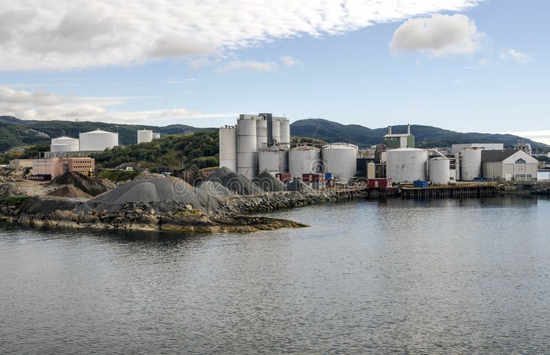 Cement factory in the pier stock image. Image of huge - 77101697