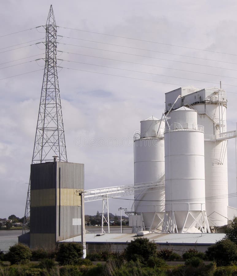 Cement Factory Silo and Tower Stock Photo - Image of industrial, cement ...