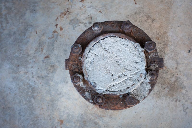 Cement Fiiled Open Pipe at Construction Site with Negative Space for ...