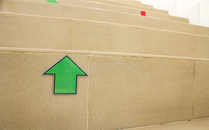 Cement Floor with Walking Up Symbol on the Left Side. Stock Image ...